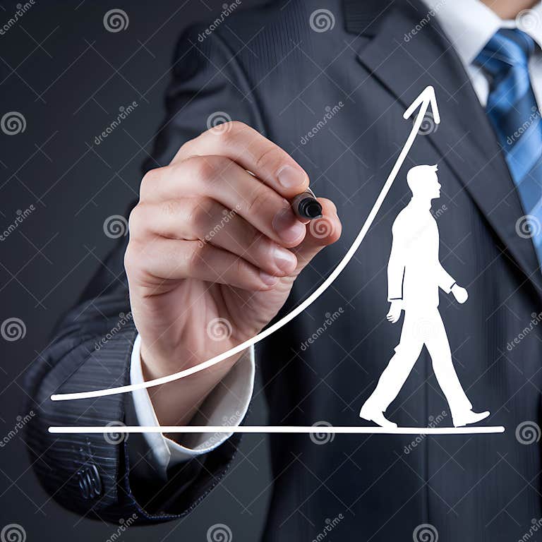 Businessman Drawing Growth Line, Representing Progress and Personal ...