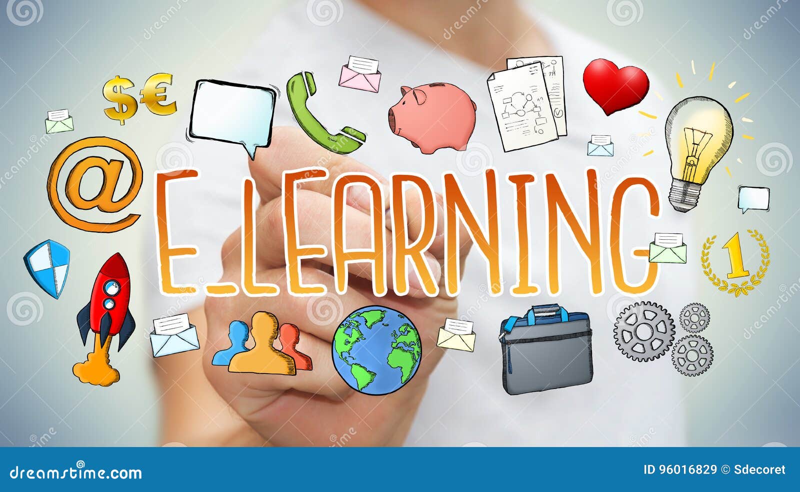 Businessman Drawing Hand-drawn E-learning Presentation Stock ...