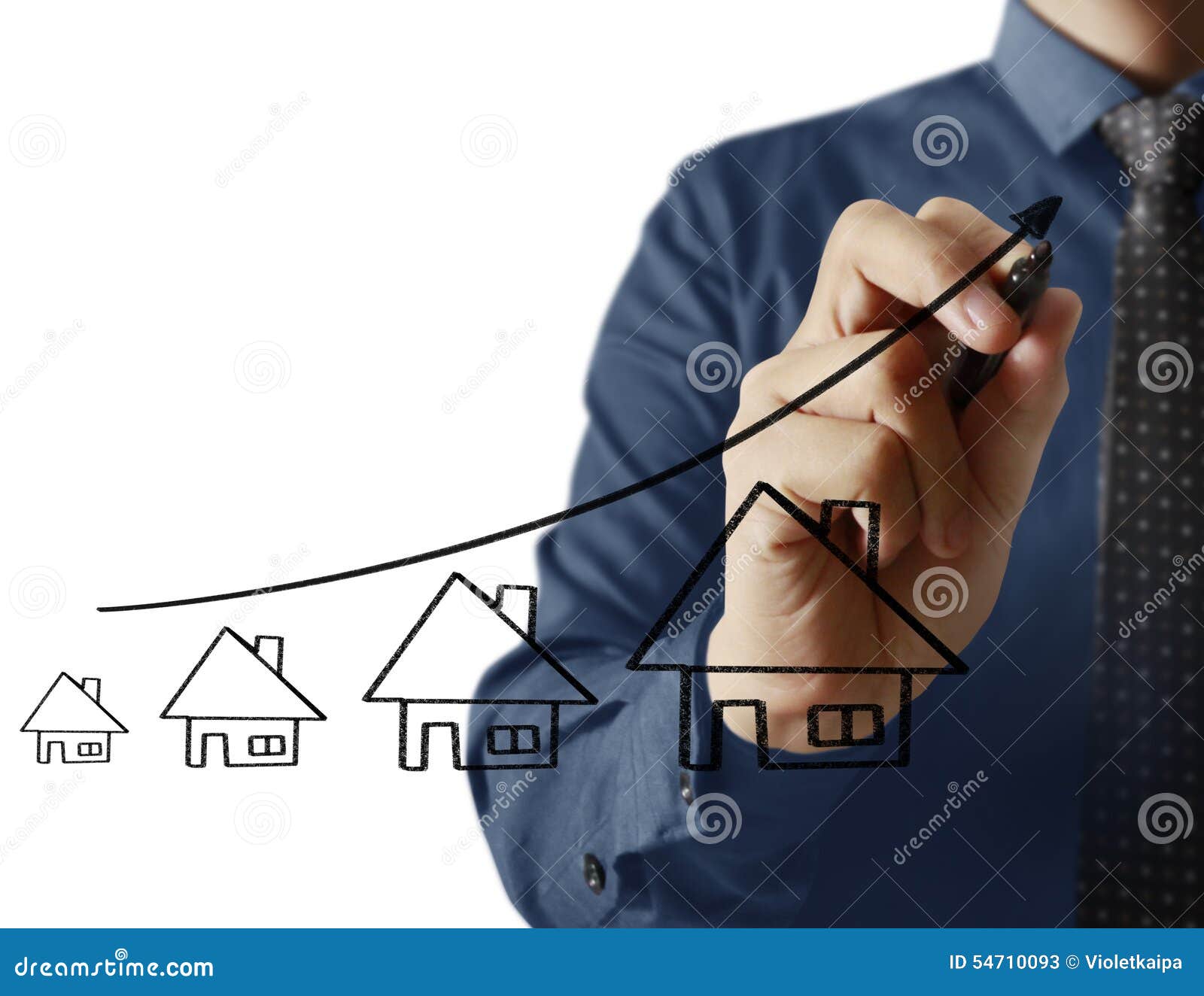 Businessman drawing house stock illustration. Illustration of marker ...