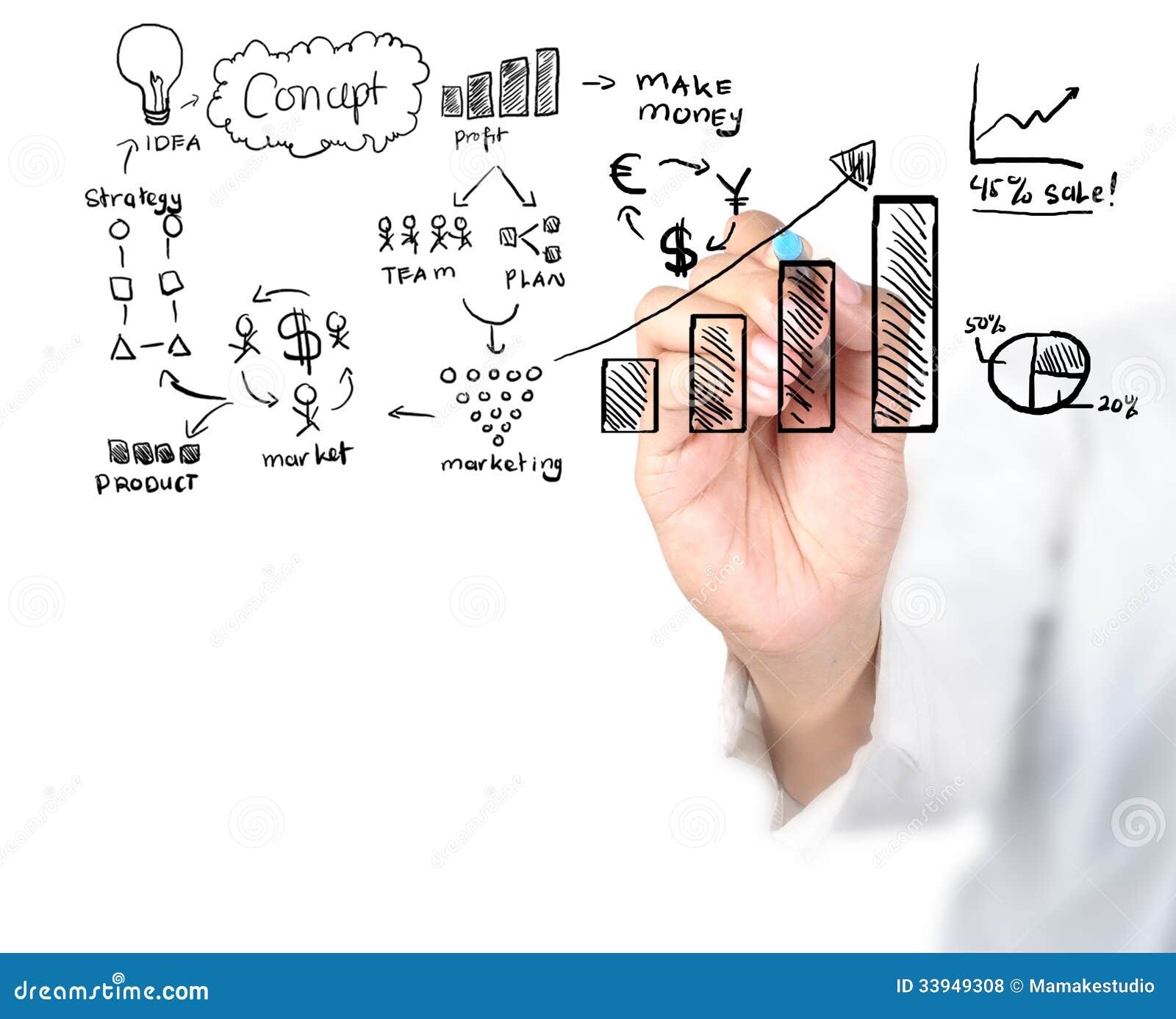 Businessman Drawing Increasing Chart Stock Photo - Image of chart ...