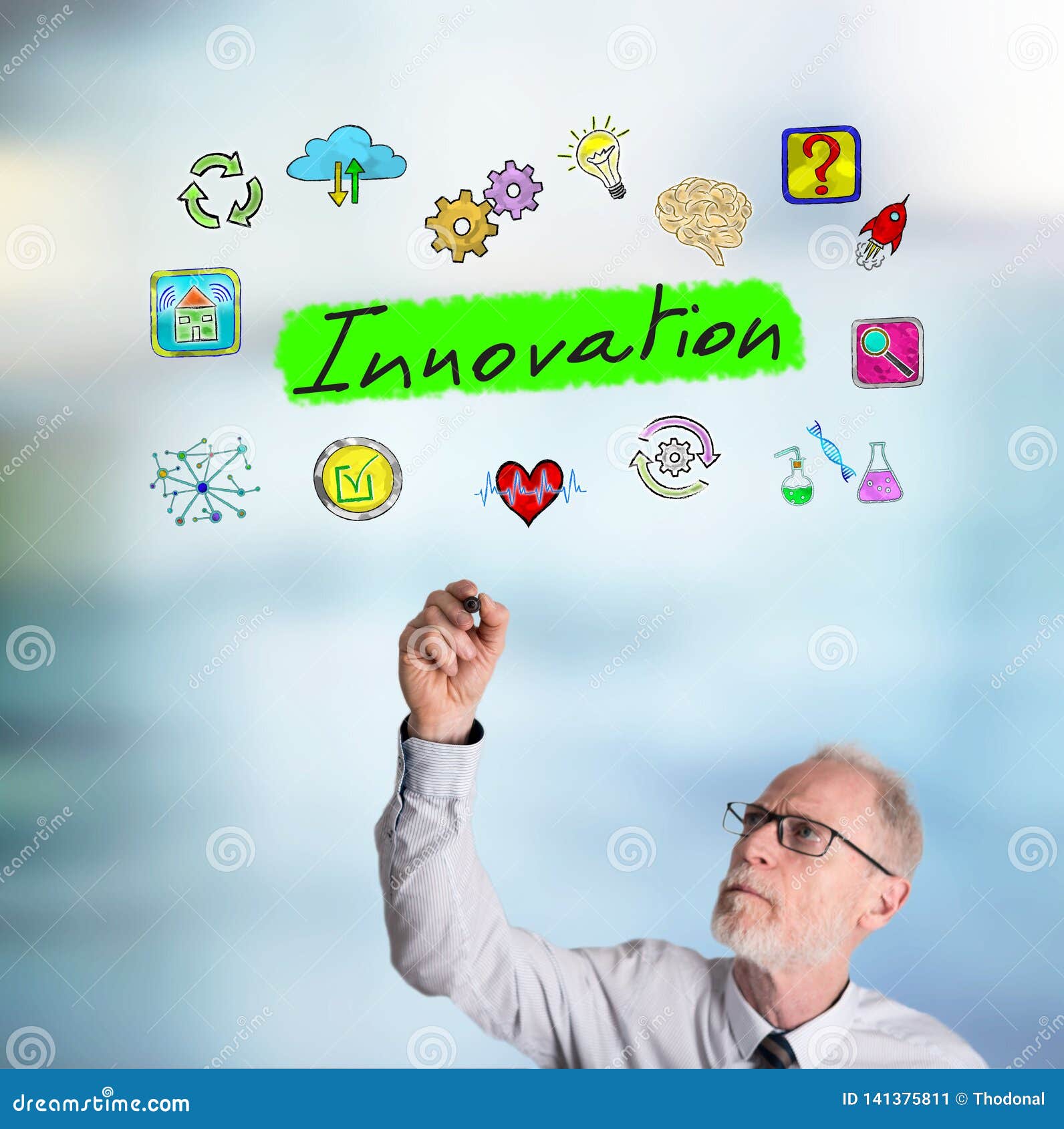 Businessman Drawing Innovation Concept Stock Image - Image of ...