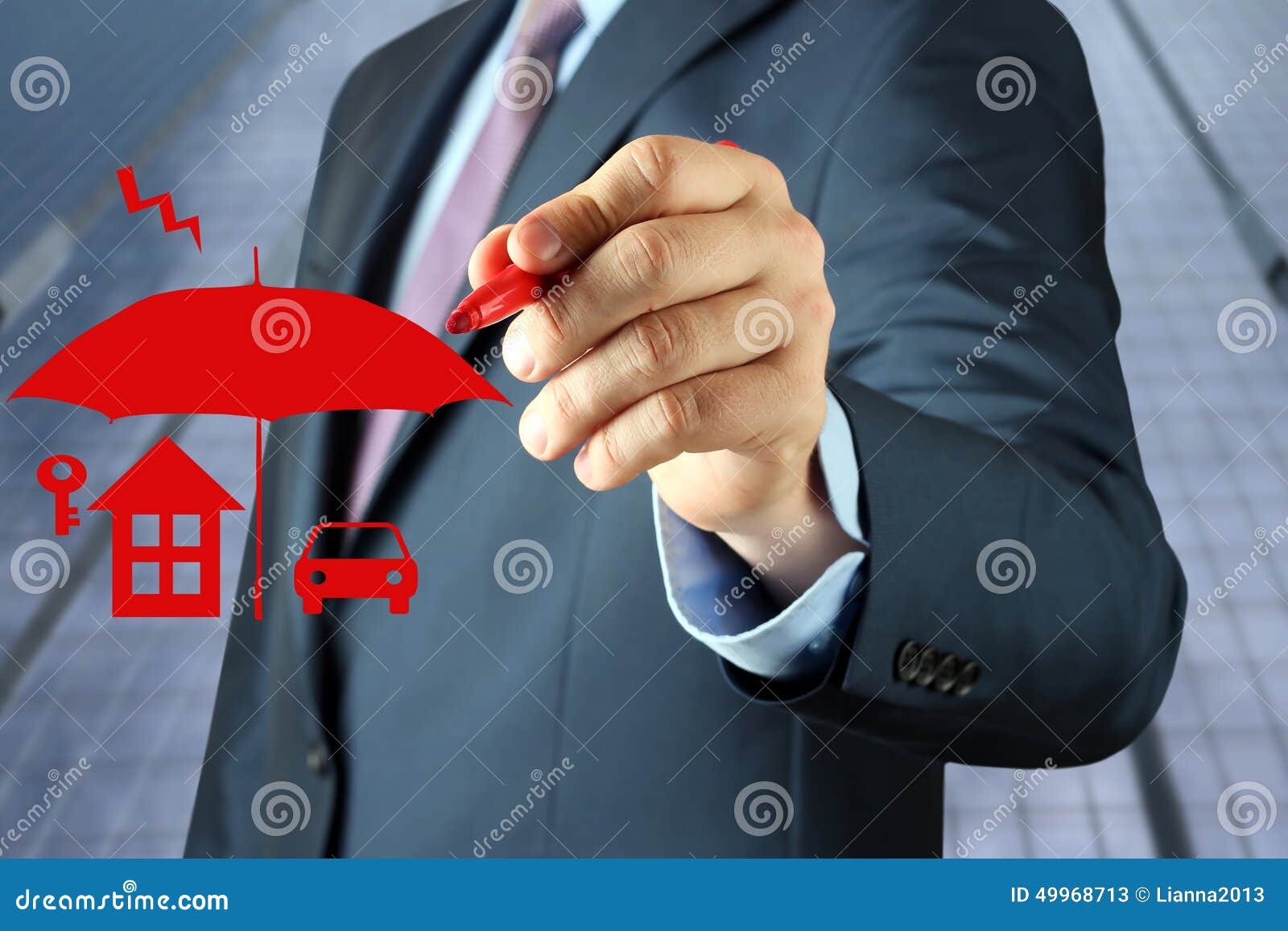 Businessman Drawing Insurance Concept by a Red Pen Stock Image - Image ...