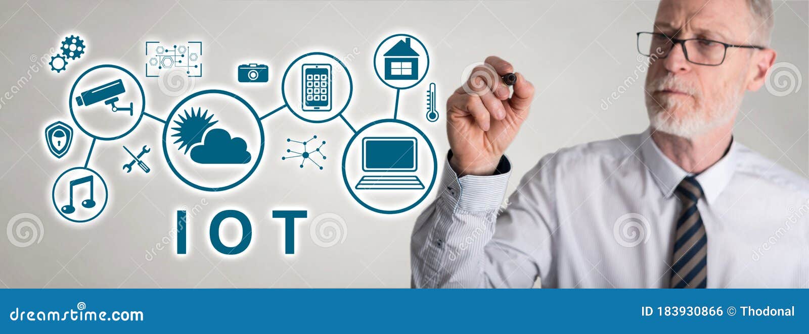 Businessman Drawing Iot Concept Stock Photo - Image of communication ...