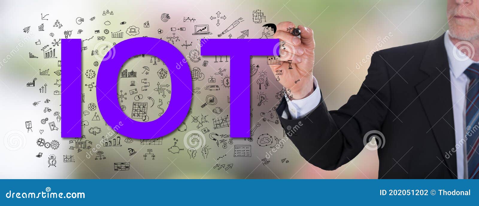 Iot Concept Drawn by a Businessman Stock Photo - Image of hand, draw ...