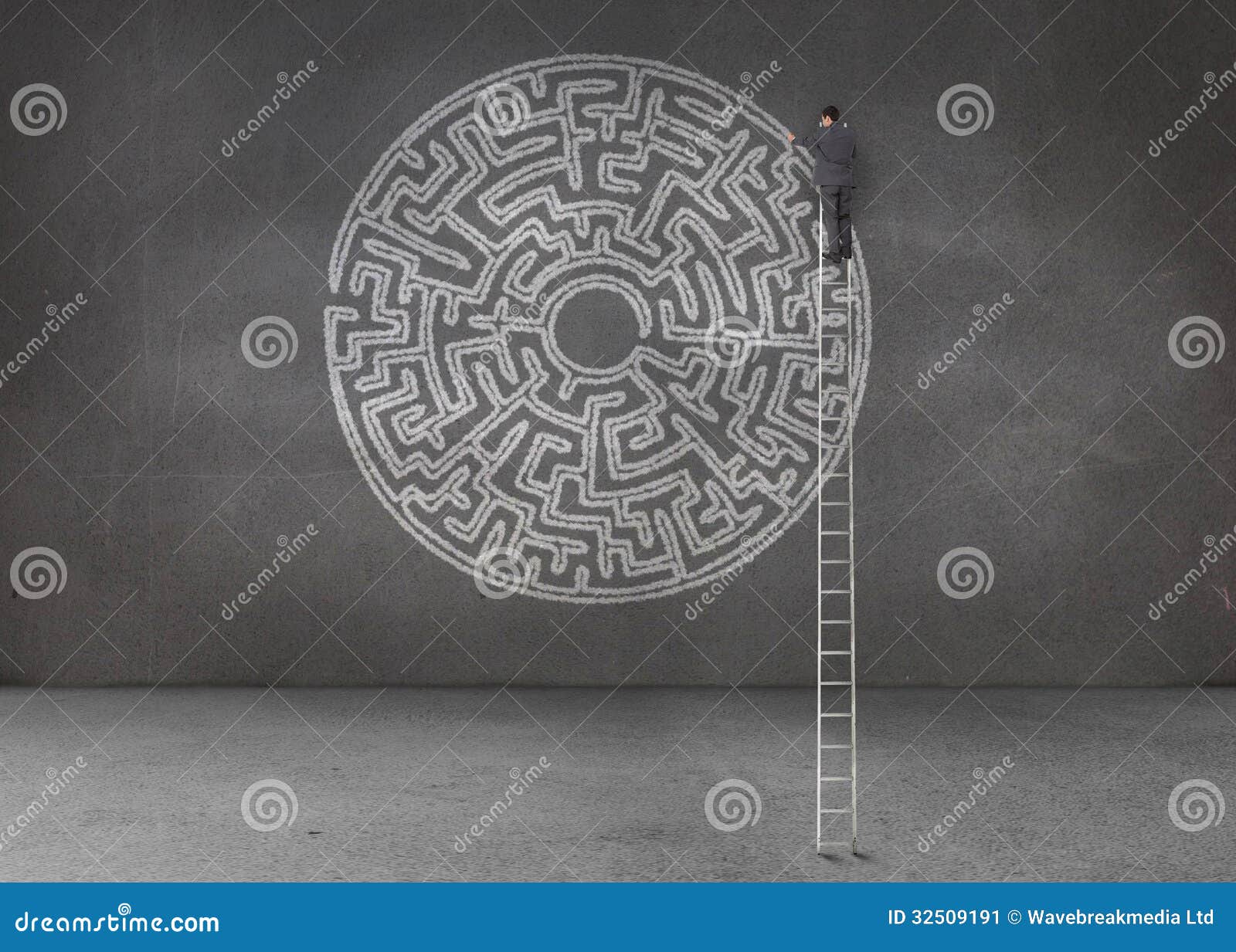 Businessman Drawing a Labyrinth Stock Image - Image of chalk, complex ...
