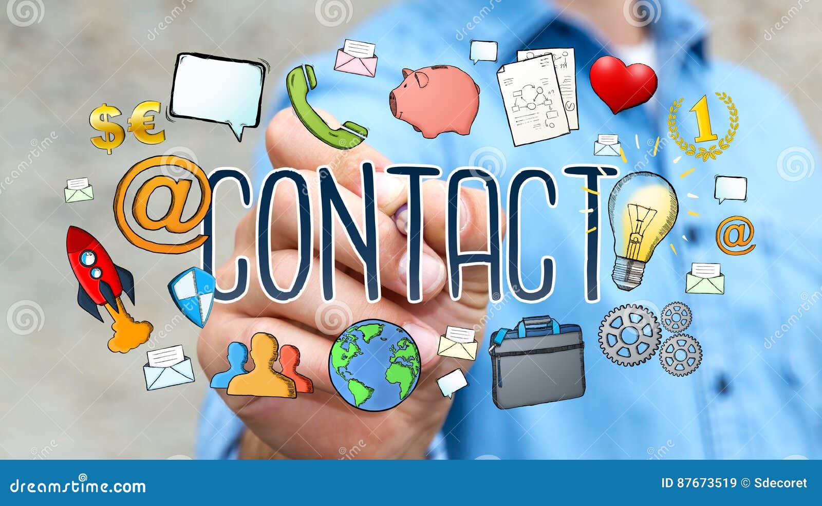 Businessman Drawing Manuscript Contact Text Stock Illustration ...