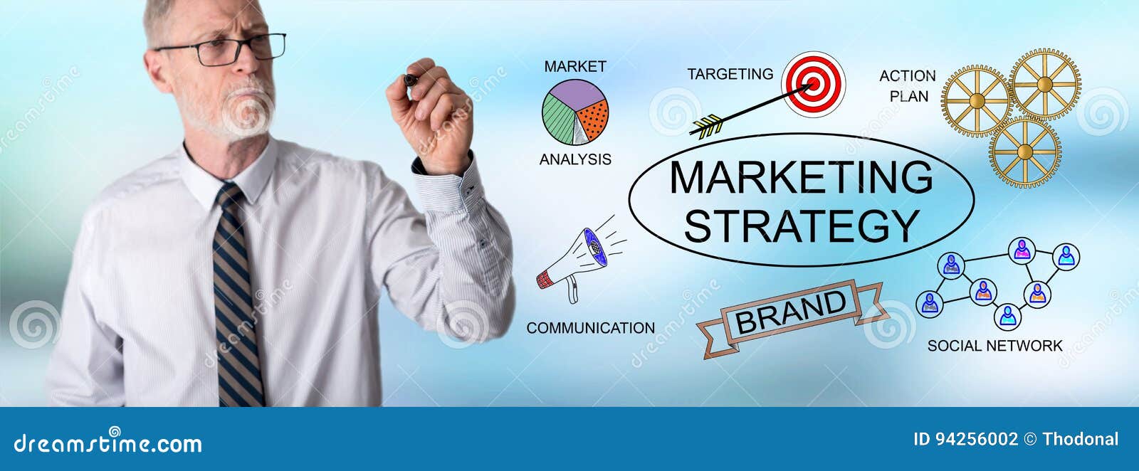 Businessman Drawing Marketing Strategy Concept Stock Photo - Image of ...