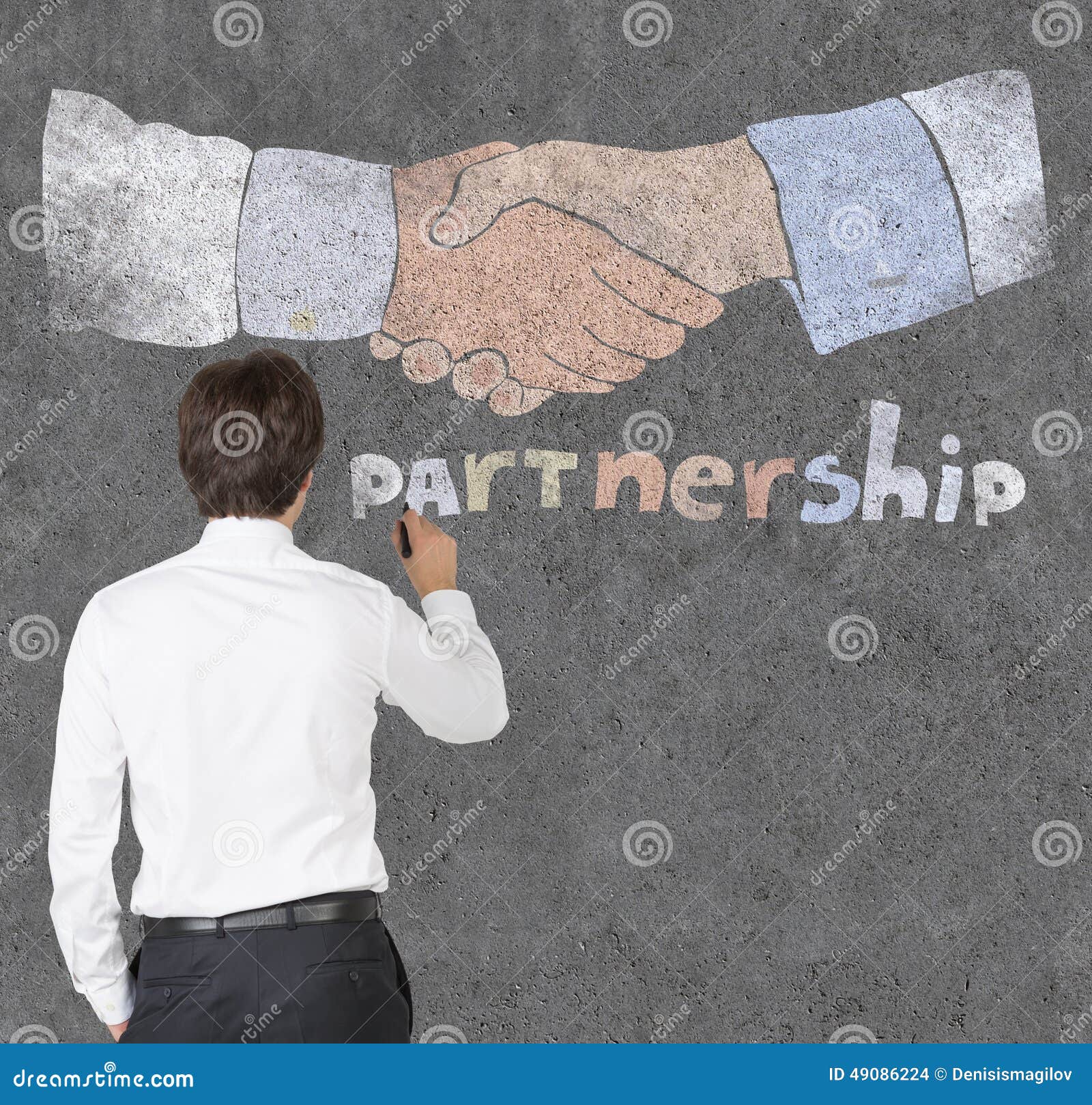 Businessman Drawing Partnership Symbol Stock Photo - Image of hello ...