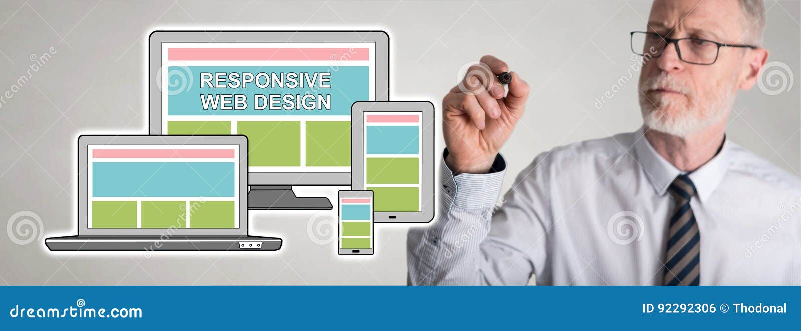 Businessman Drawing Responsive Design Concept Stock Photo - Image of ...
