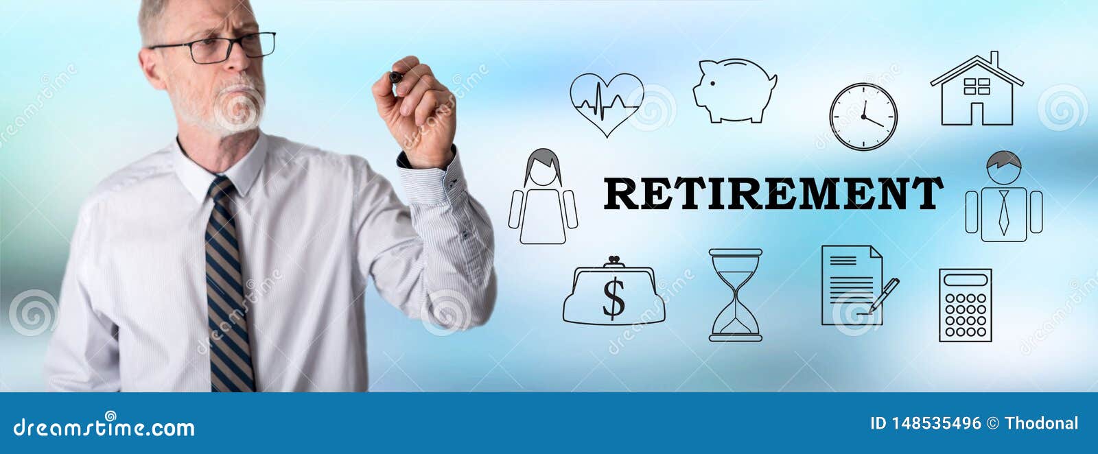 Businessman Drawing Retirement Concept Stock Photo - Image of bank ...