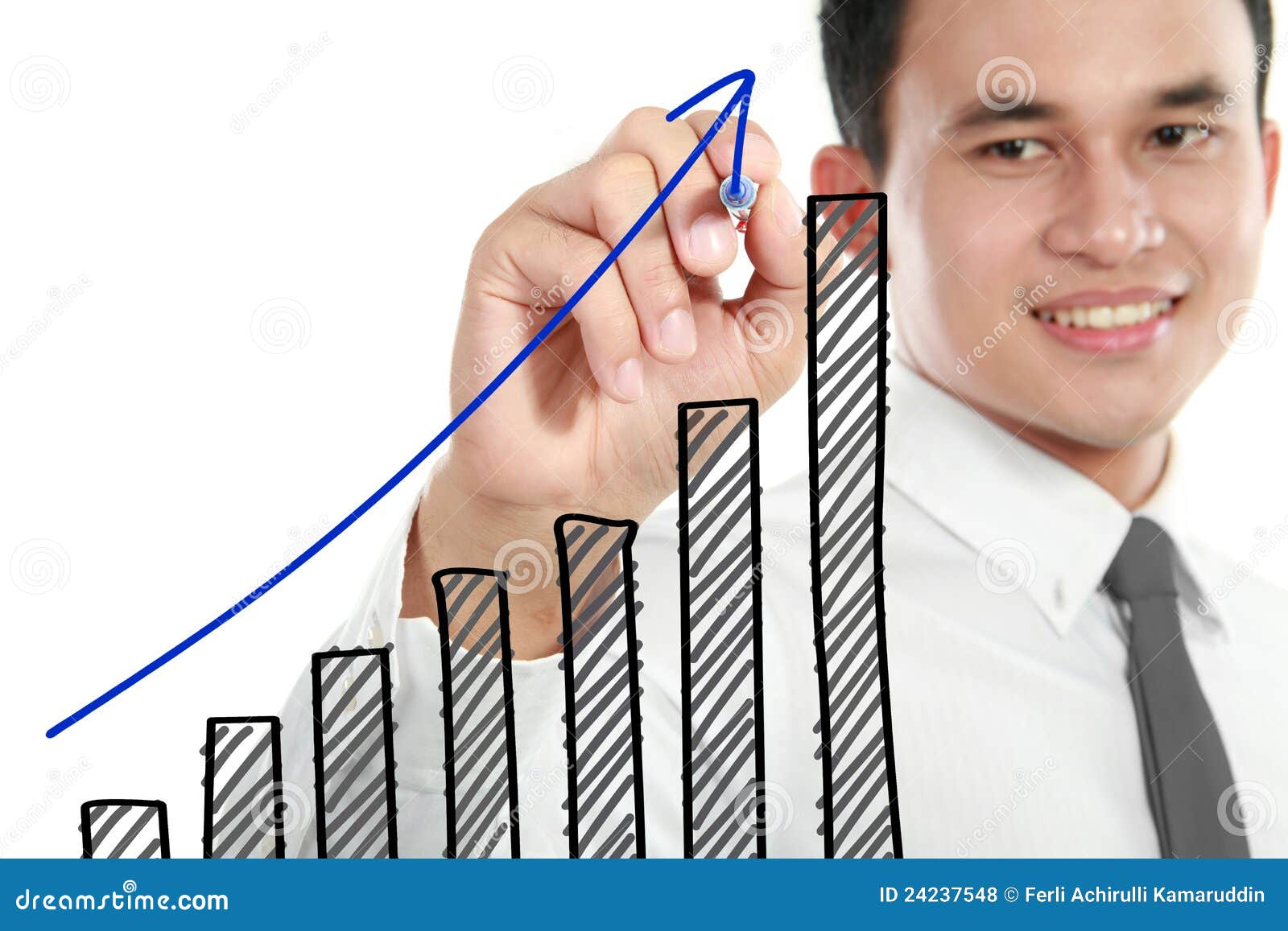 Businessman Drawing a Rising Diagram Stock Photo - Image of banking ...