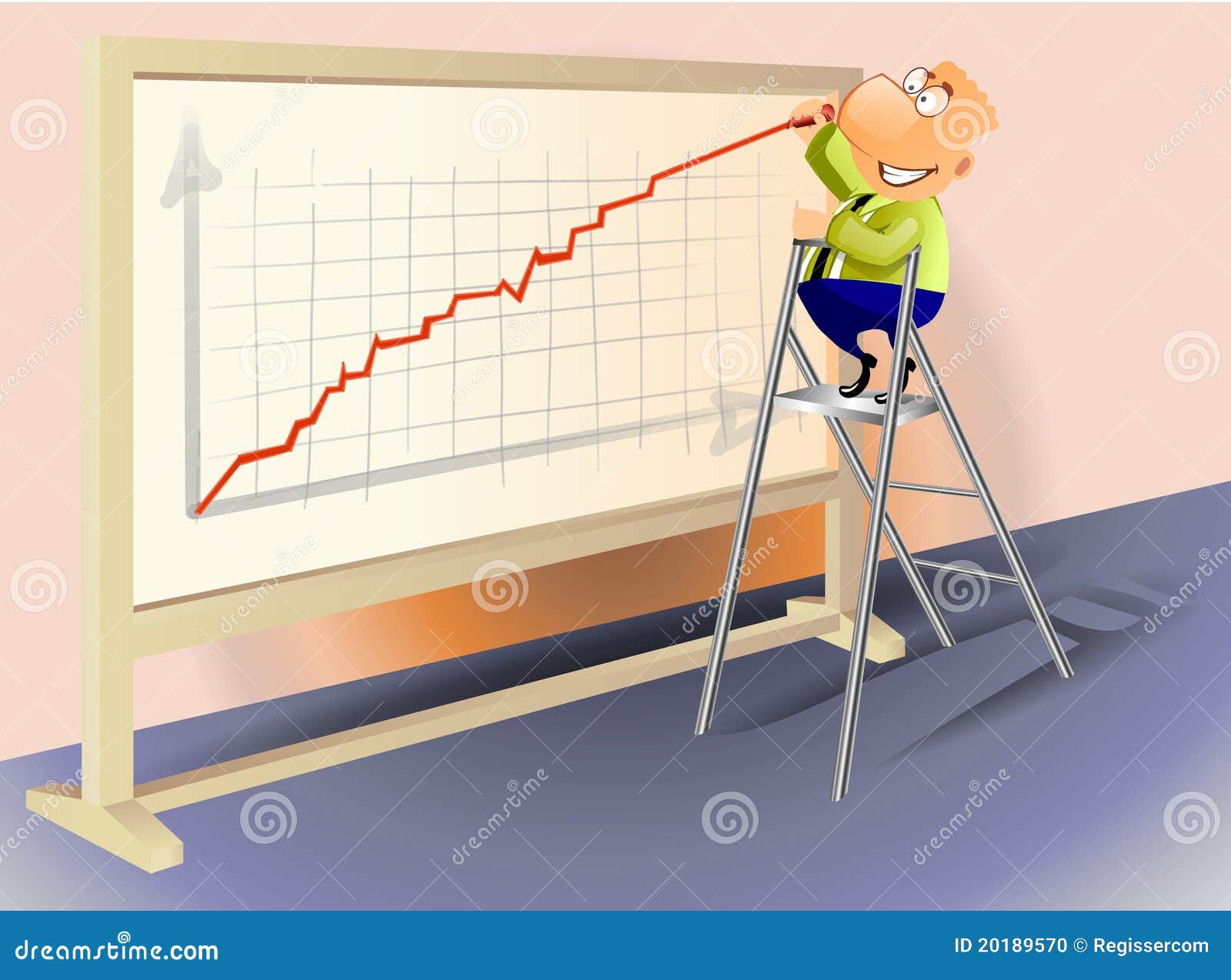 Businessman Drawing a Rising Graph. Stock Illustration - Illustration ...