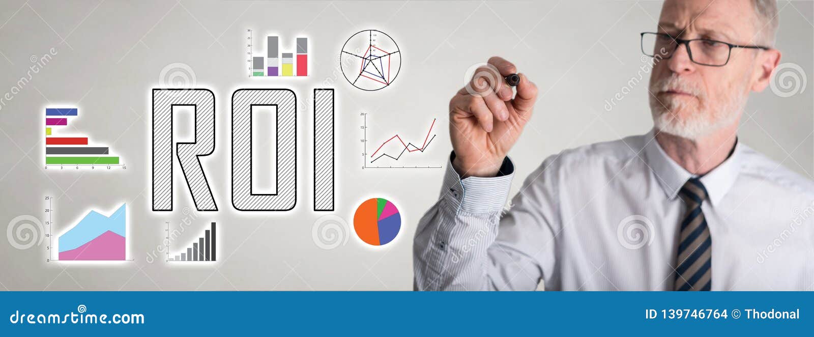 Businessman Drawing Roi Concept Stock Illustration - Illustration of ...