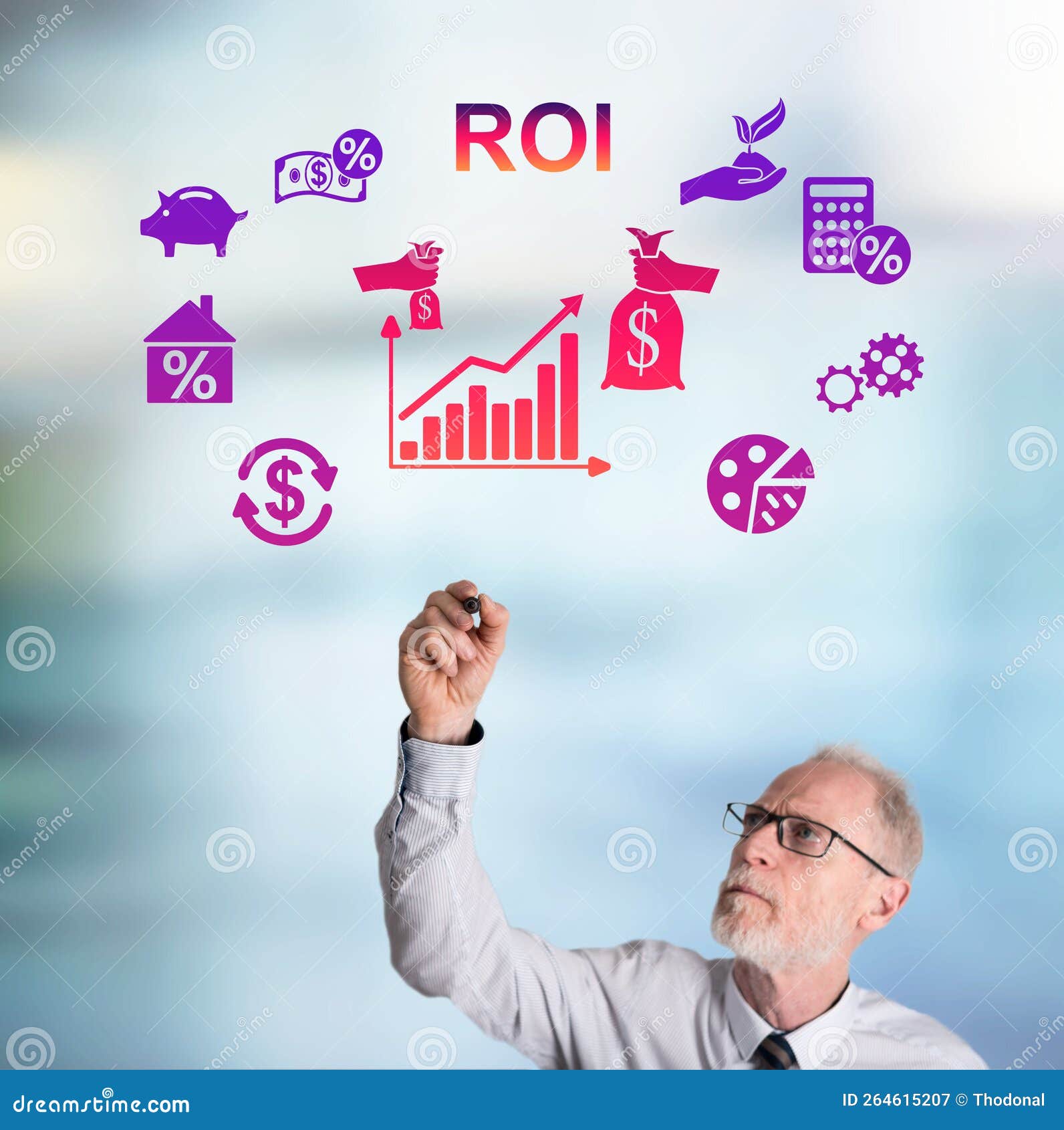 Businessman Drawing Roi Concept Stock Image - Image of financial ...
