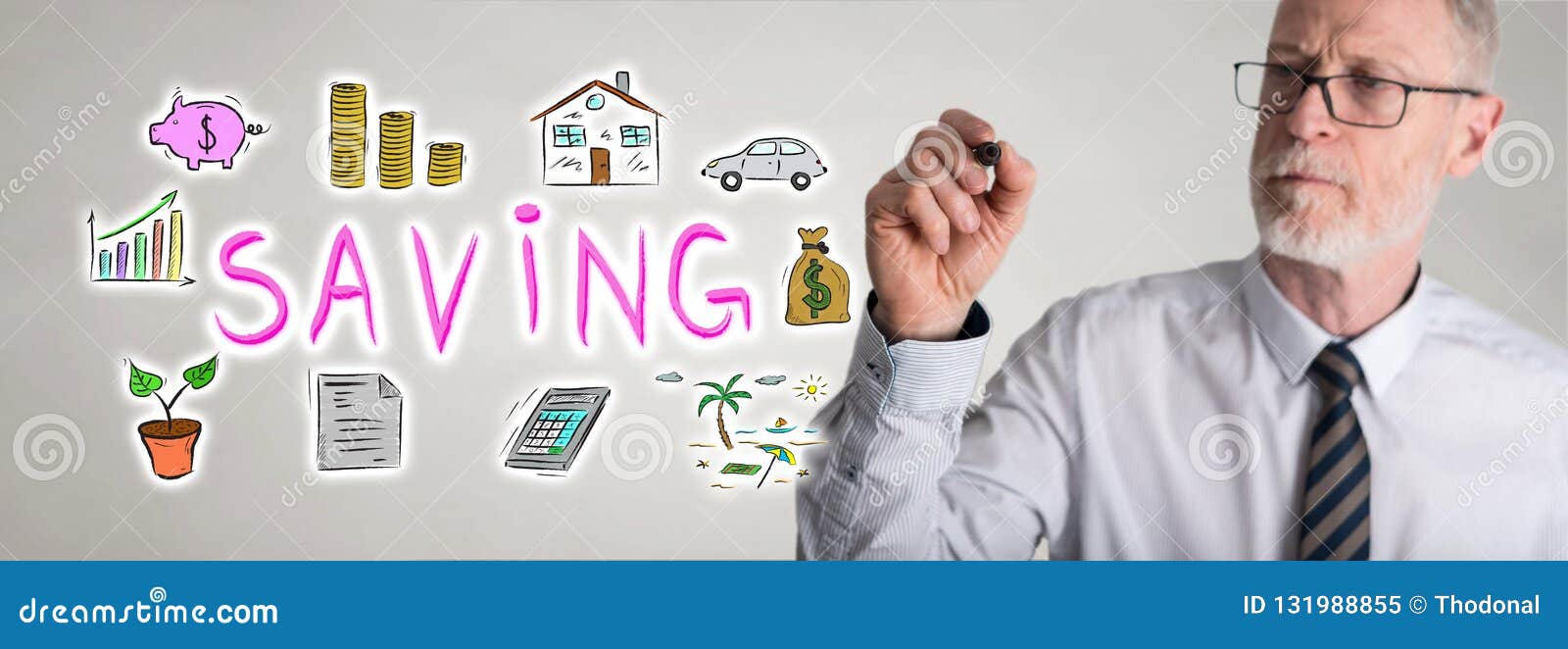 Businessman Drawing Saving Concept Stock Image - Image of finance ...