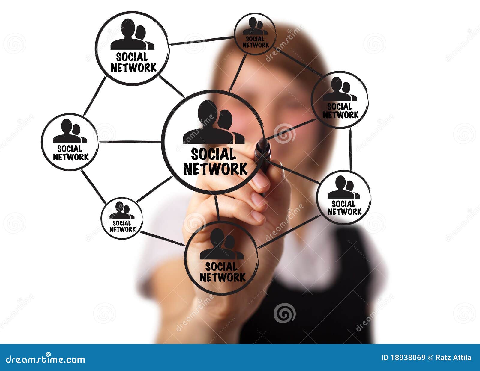 Businessman Drawing a Social Network Stock Image - Image of diagram ...
