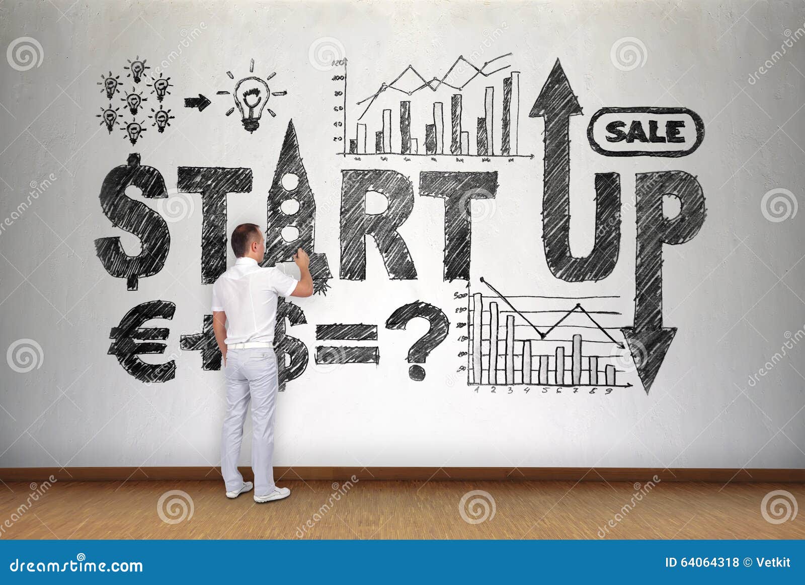 Businessman Drawing Start Up Stock Photo - Image of chart, analytics ...