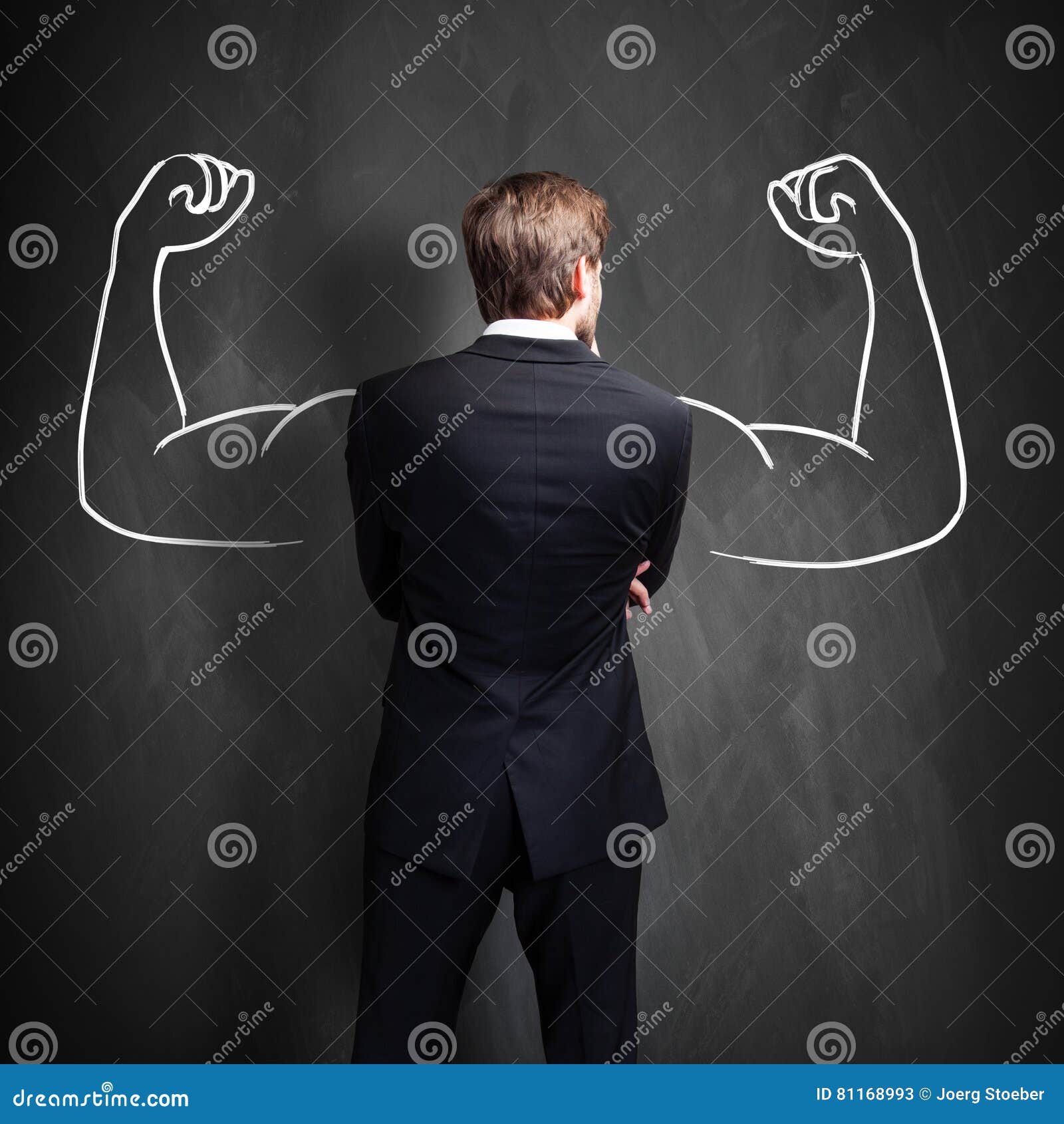 Businessman with Drawing Symbolizing Power Stock Image - Image of ...