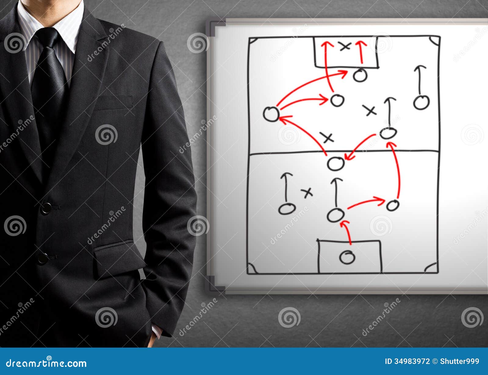 Businessman Drawing Tactic Scheme on Board Stock Photo - Image of coach ...