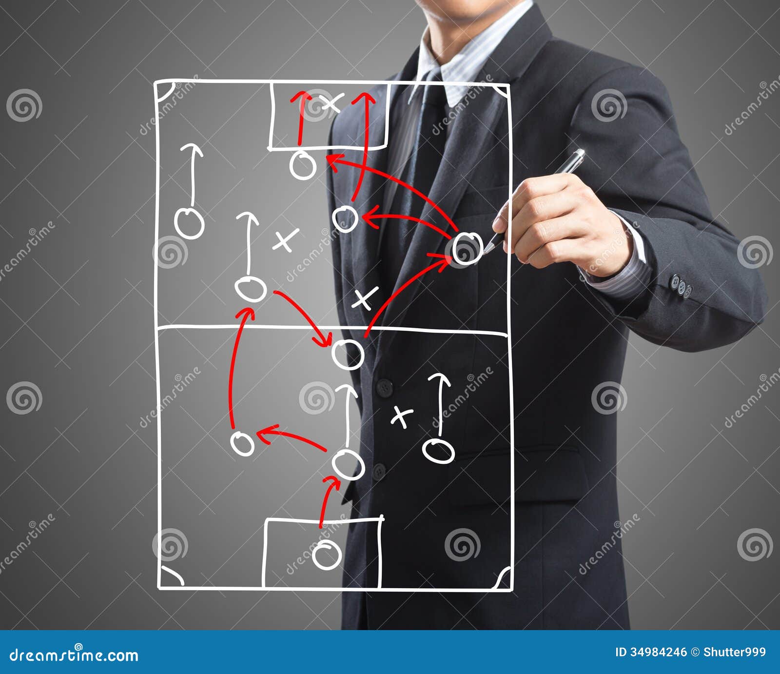 Businessman Drawing Tactic Scheme on Board Stock Photo - Image of play ...