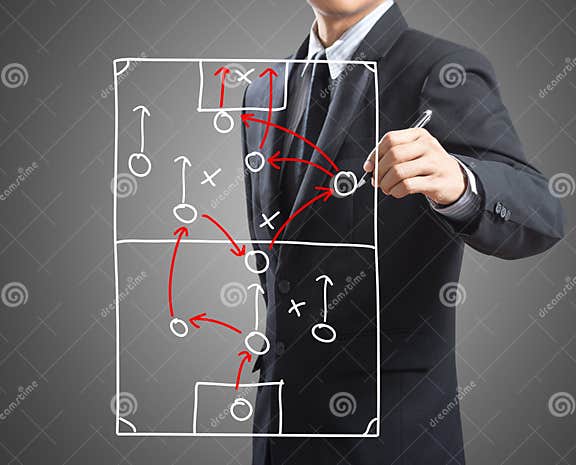 Businessman Drawing Tactic Scheme on Board Stock Photo - Image of play ...