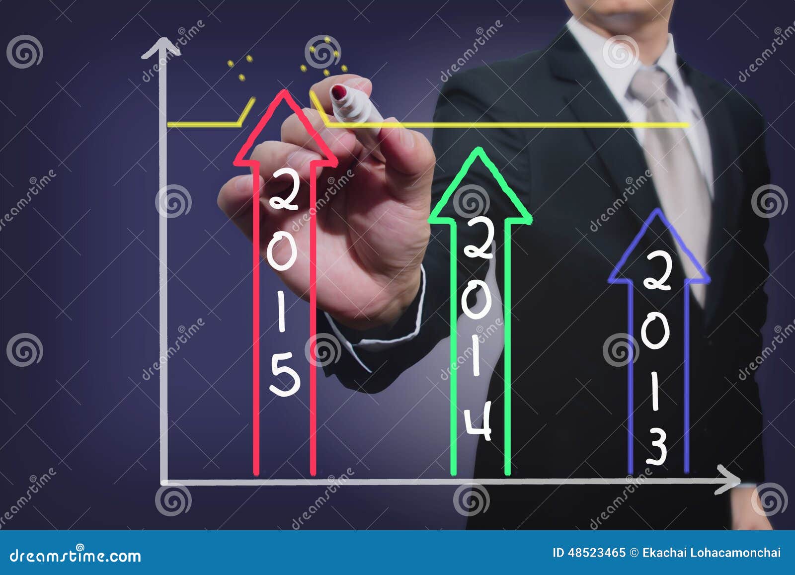 Businessman Drawing Target Achievement Graph Stock Image - Image of ...