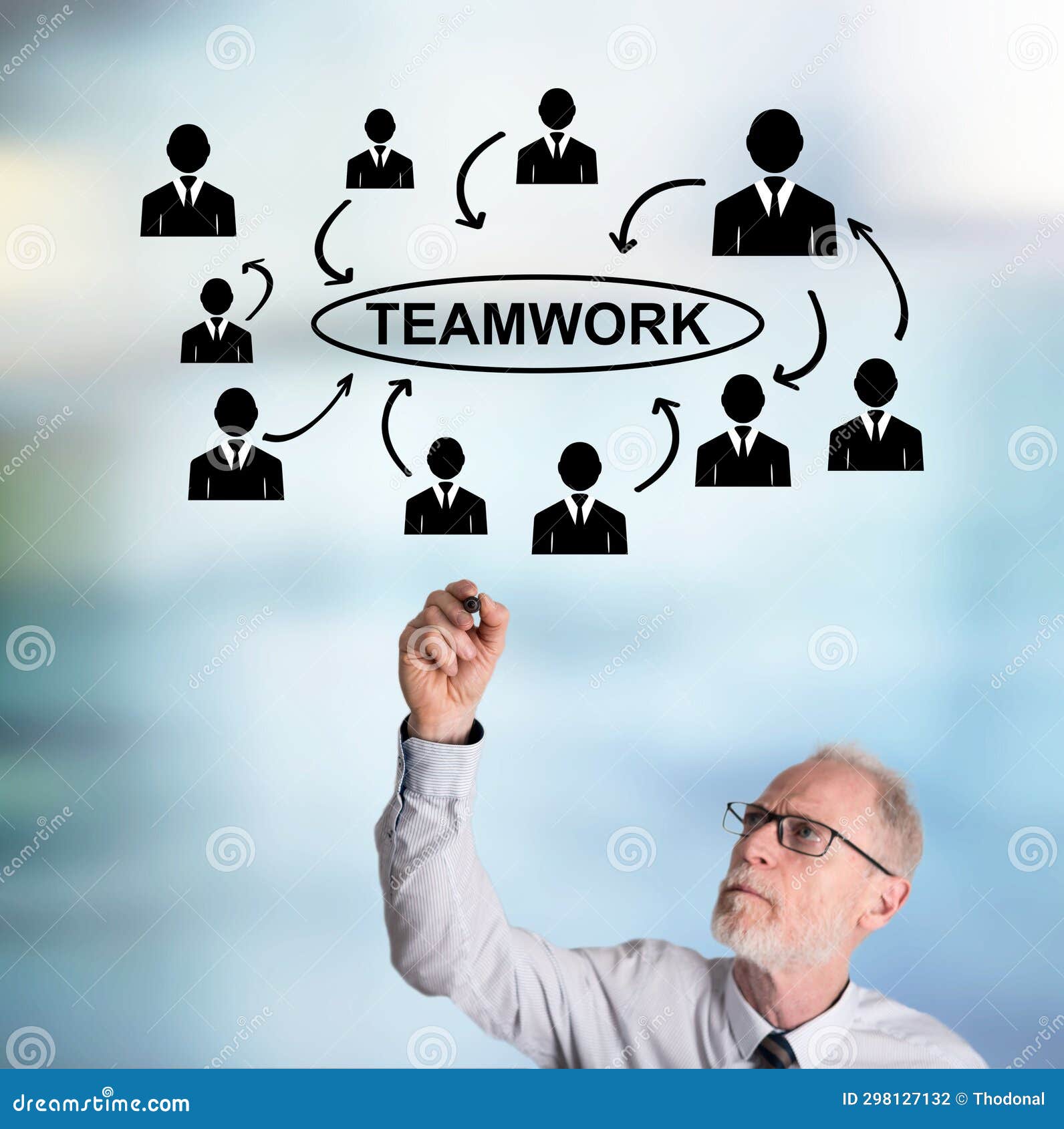 Businessman Drawing Teamwork Concept Stock Photo - Image of partnership ...