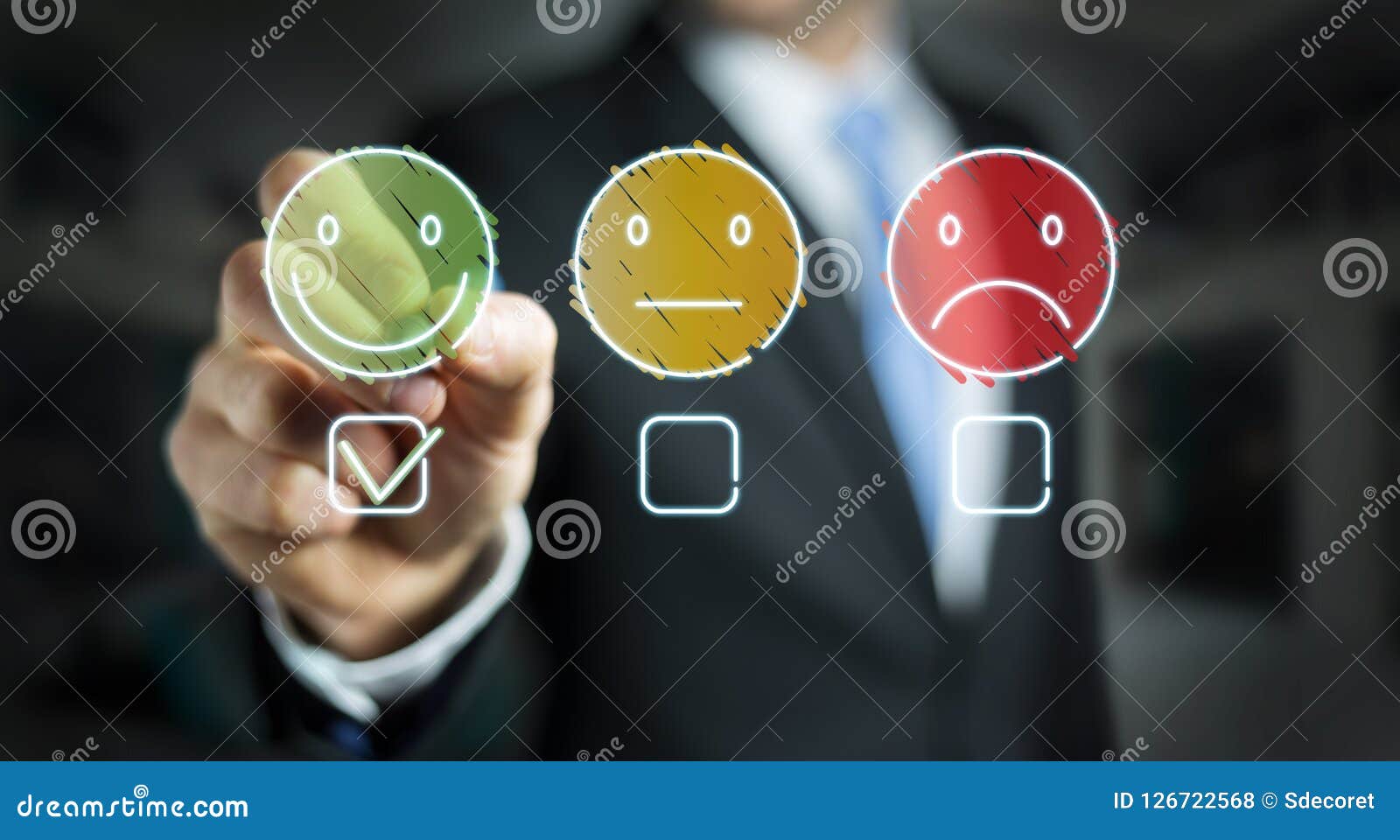 Businessman Drawing Thin Line Customer Satisfaction Rating Stock ...