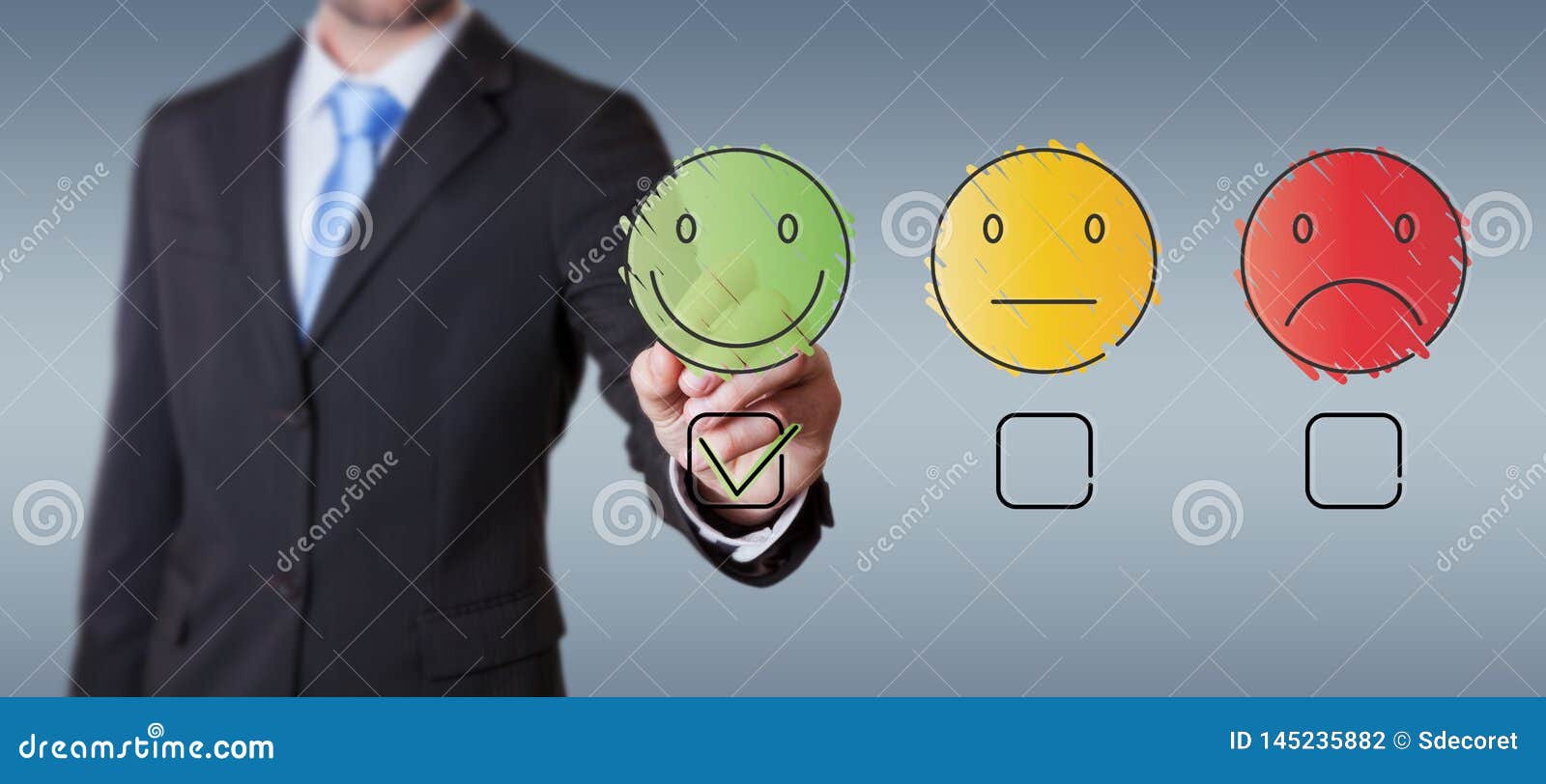 Businessman Drawing Thin Line Customer Satisfaction Rating Stock ...