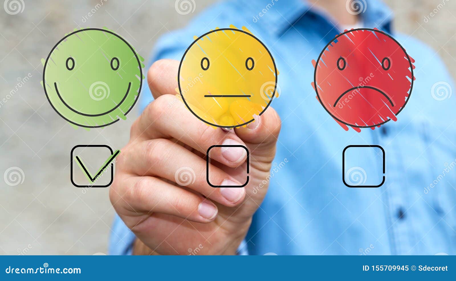 Businessman Drawing Thin Line Customer Satisfaction Rating Stock ...