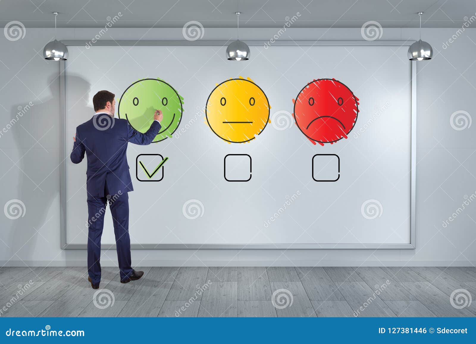 Businessman Drawing Thin Line Customer Satisfaction Rating on Th Stock ...