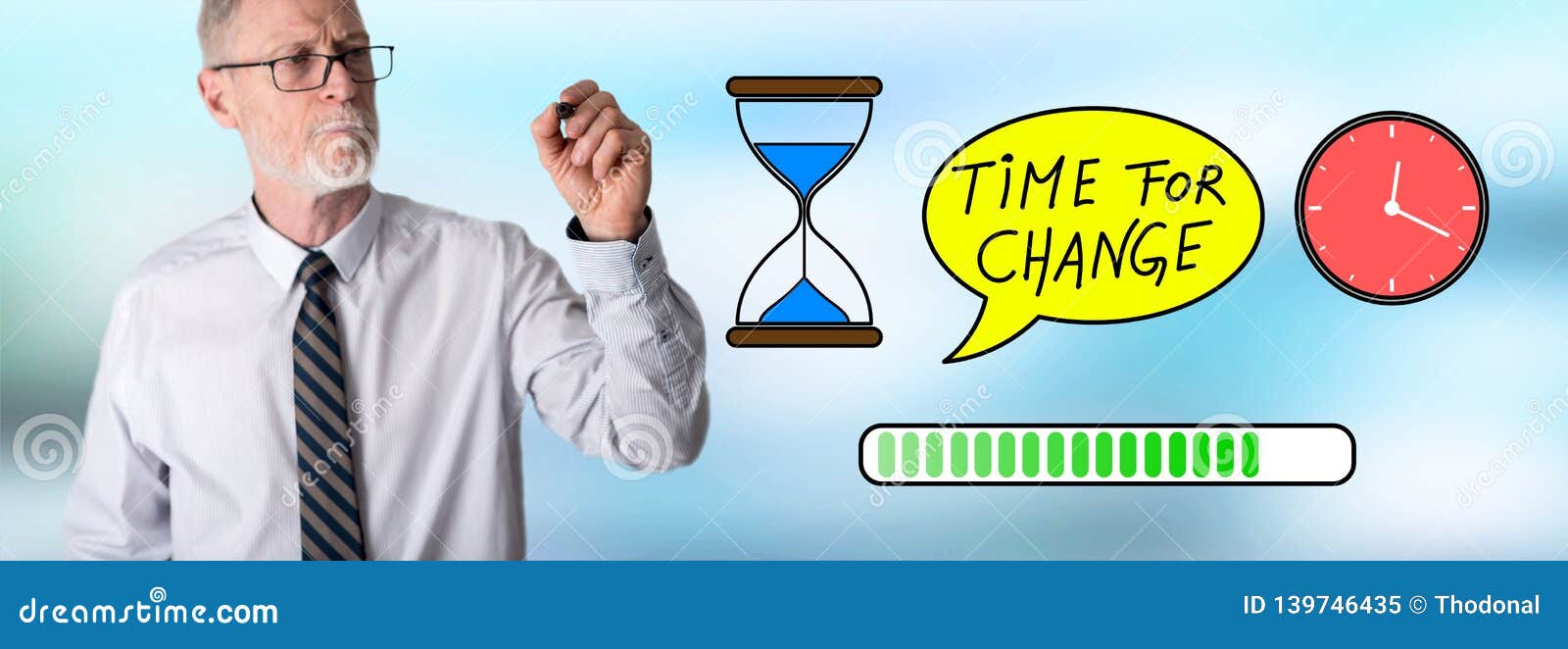 Businessman Drawing Time for Change Concept Stock Illustration ...