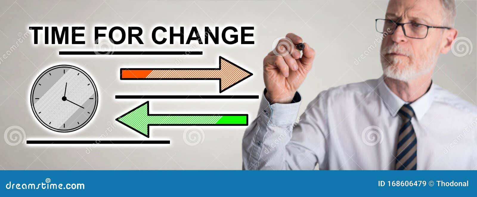 Businessman Drawing Time for Change Concept Stock Image - Image of ...
