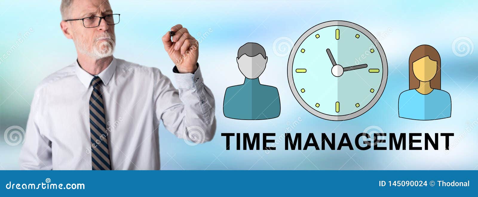Businessman Drawing Time Management Concept Stock Photo - Image of ...