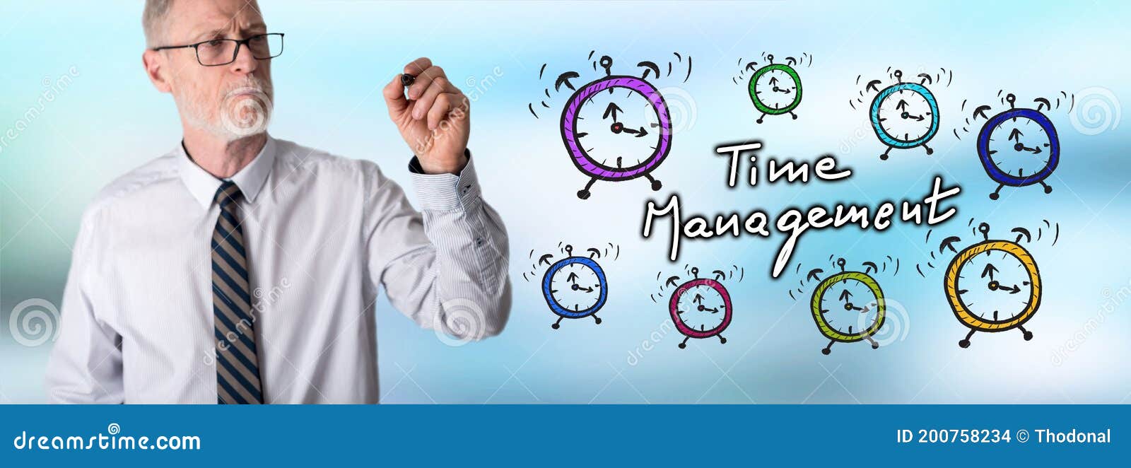 Businessman Drawing Time Management Concept Stock Photo - Image of ...