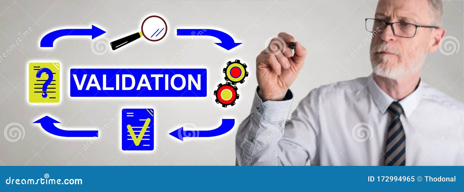 Businessman Drawing Validation Concept Stock Image - Image of positive ...