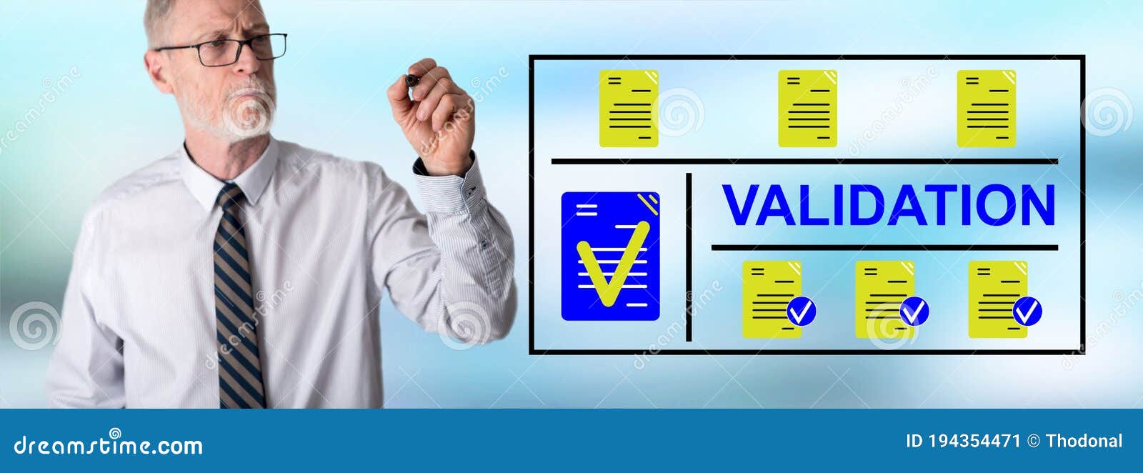 Businessman Drawing Validation Concept Stock Image - Image of writing ...