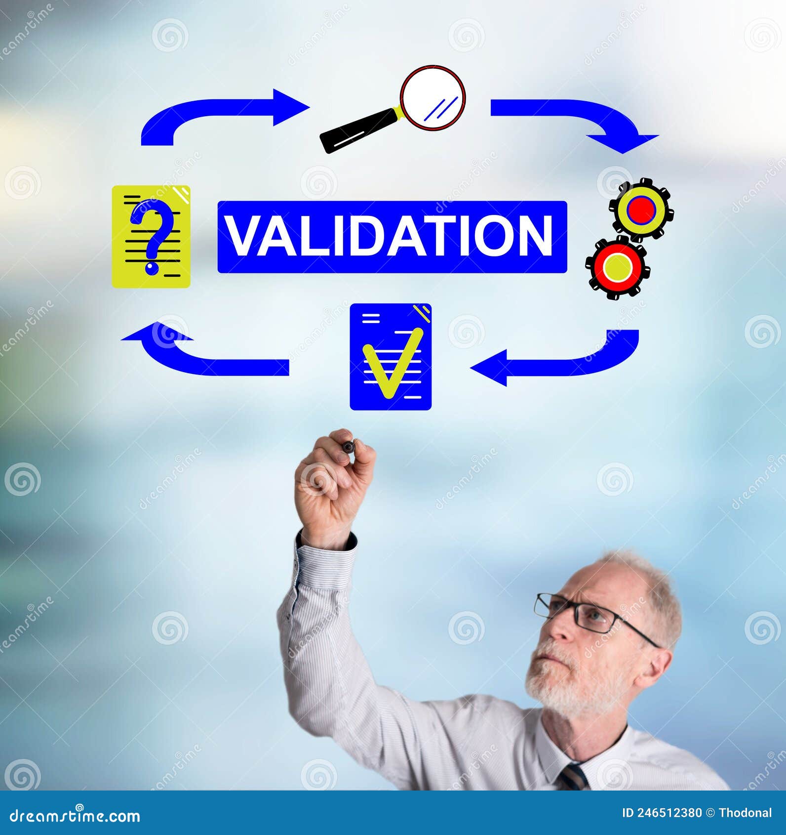 Businessman Drawing Validation Concept Stock Photo - Image of ...