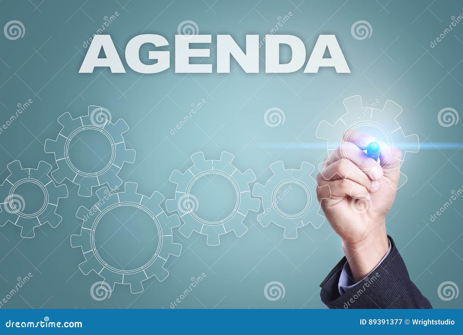 Businessman Drawing on Virtual Screen. Agenda Concept Stock Image ...