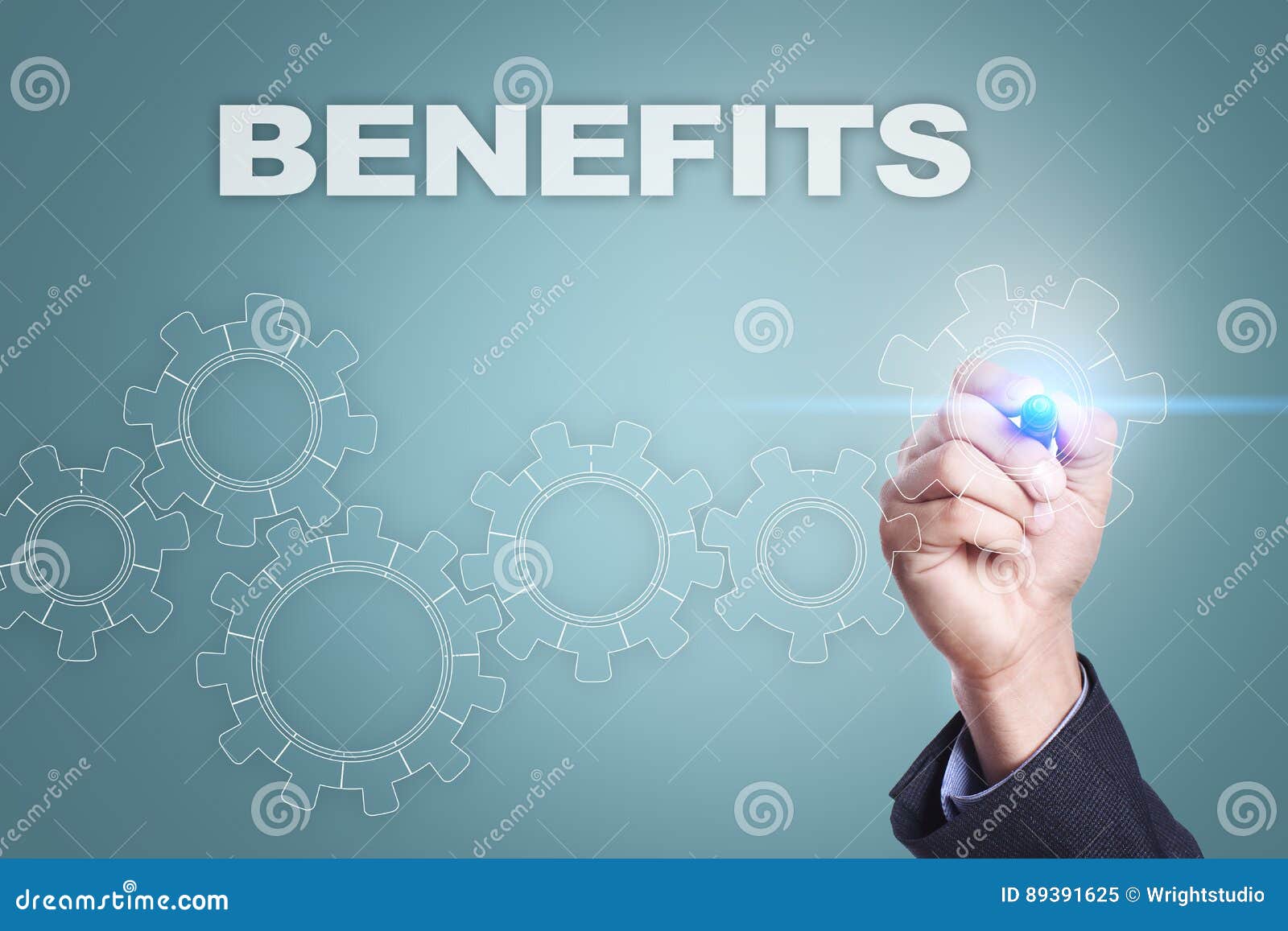 Businessman Drawing on Virtual Screen. Benefits Concept Stock Image ...