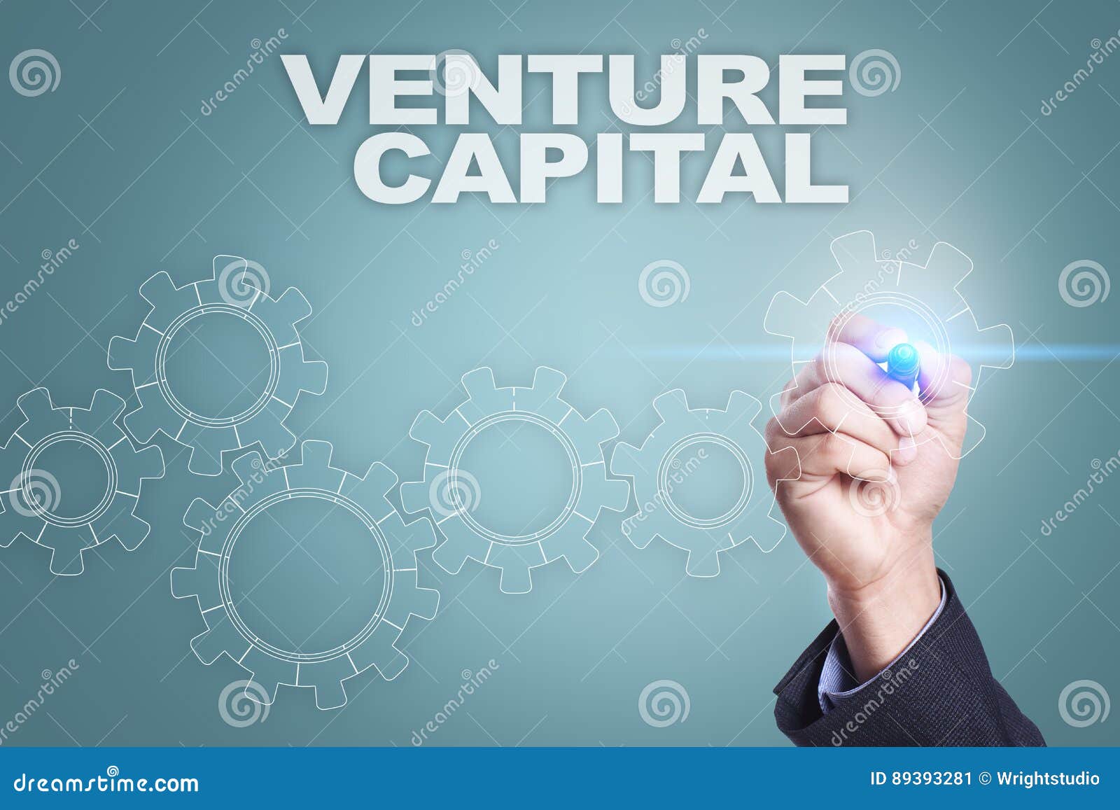 Businessman Drawing on Virtual Screen. Venture Capital Concept Stock ...
