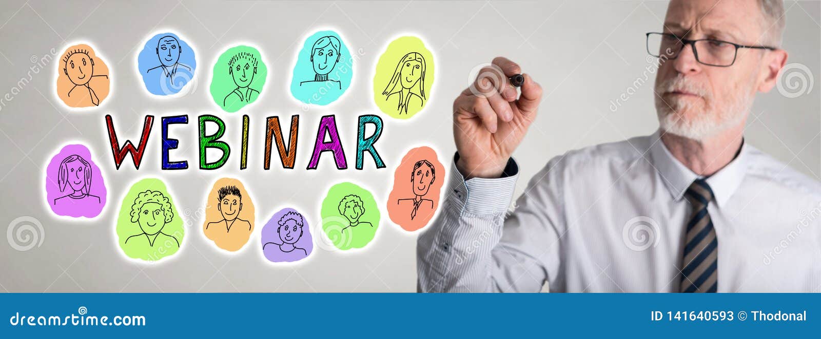Businessman Drawing Webinar Concept Stock Image - Image of training ...