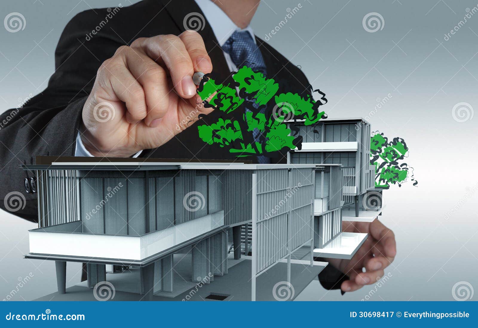 Businessman Draws Building Development Stock Image - Image of business ...