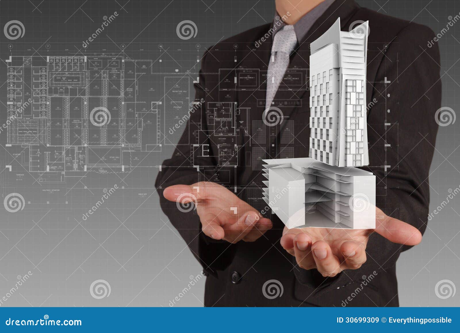 Businessman Draws Building Development Stock Image - Image of ...