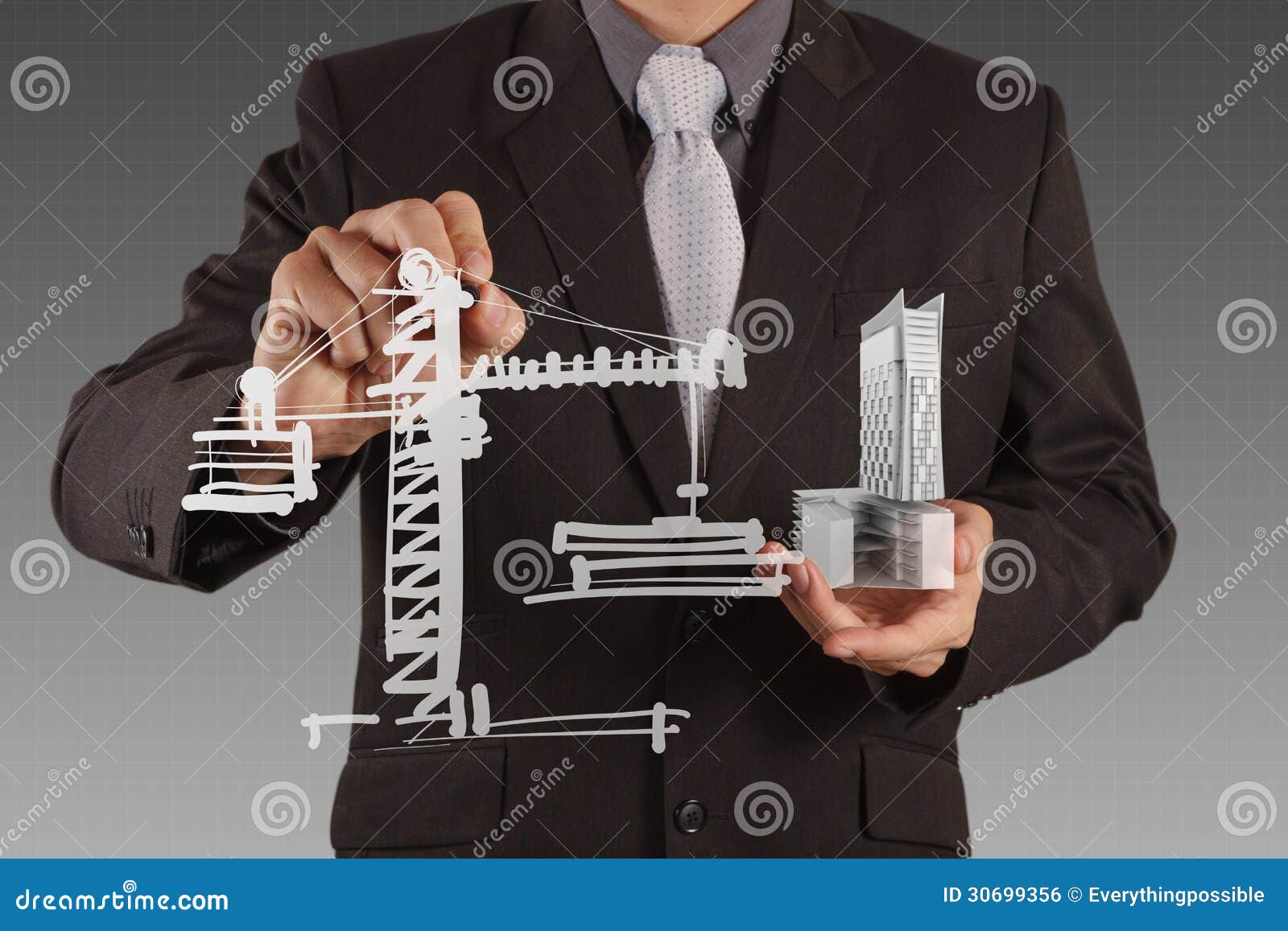 Businessman Draws Building Development Stock Photo - Image of exterior ...
