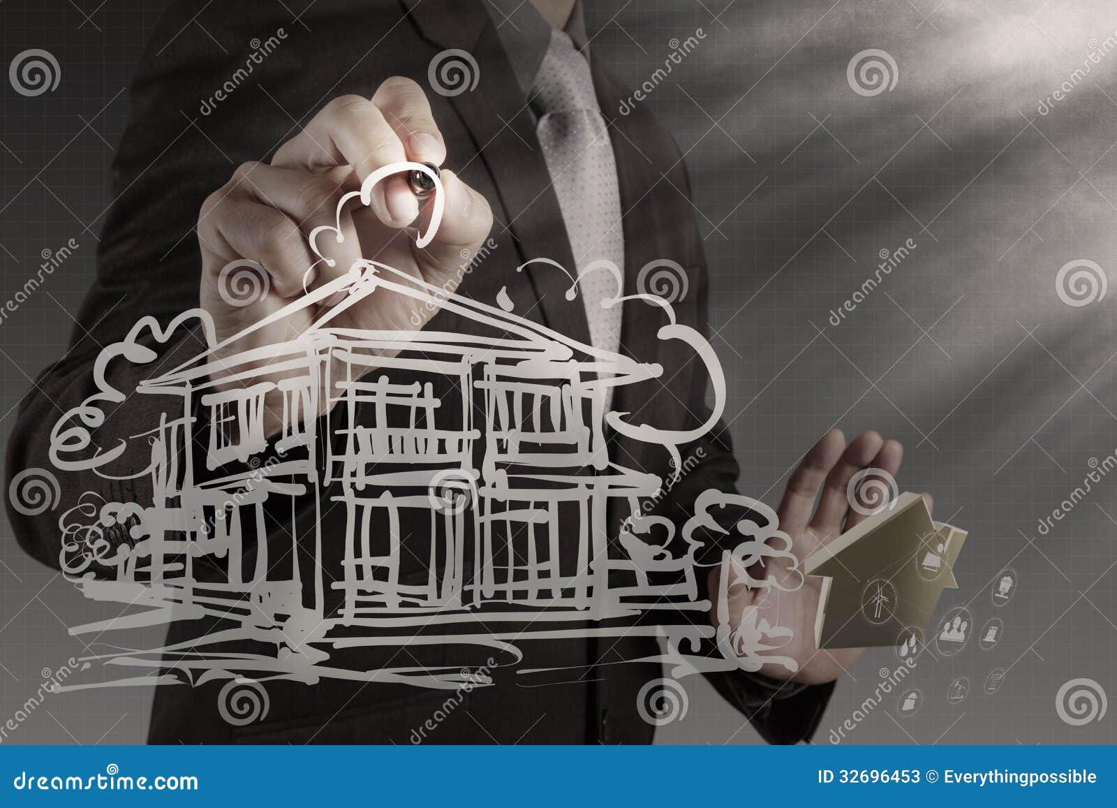 Businessman Draws Building Development Stock Illustration ...