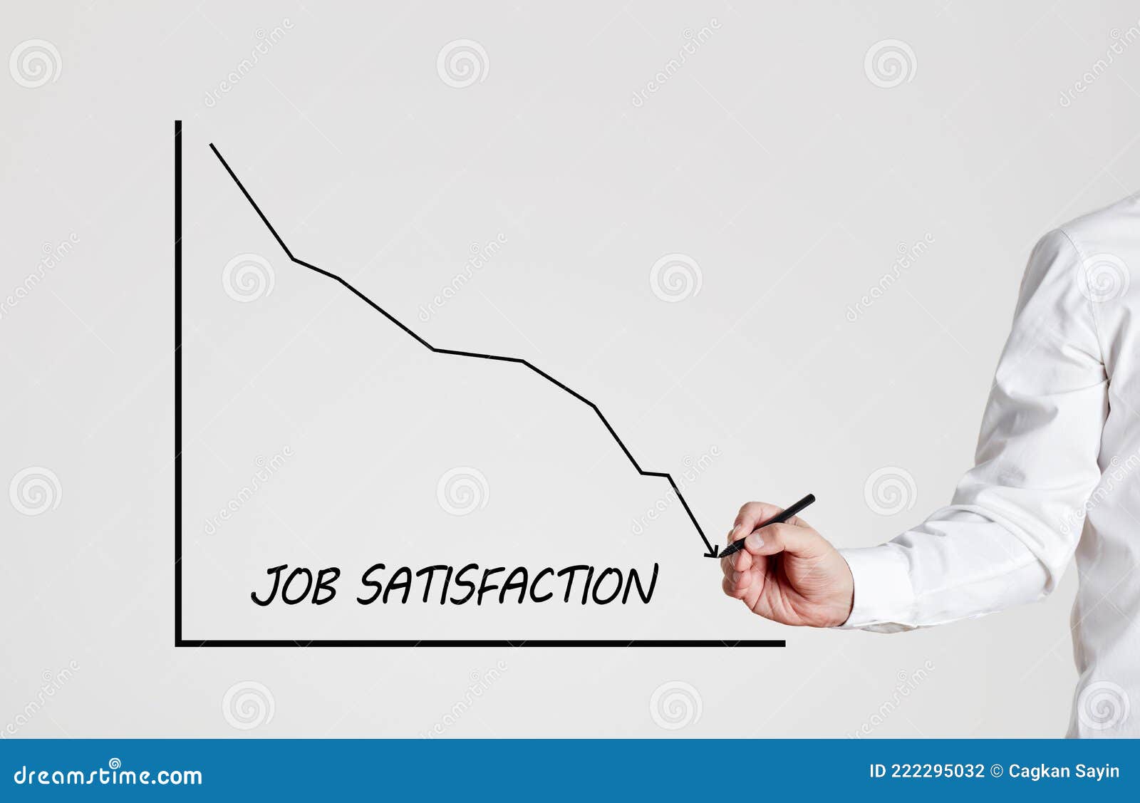 Businessman Draws a Declining Line Graph with the Word Job Satisfaction ...