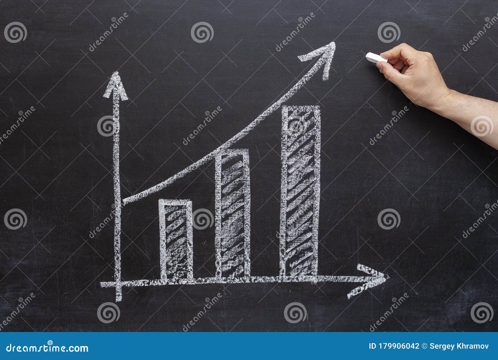 Businessman Draws Market Growth Chart on Chalkboard Stock Photo - Image ...