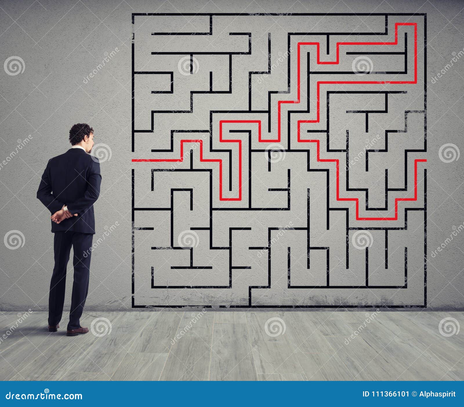 Businessman Draws the Solution of a Labyrinth. Concept of Problem ...
