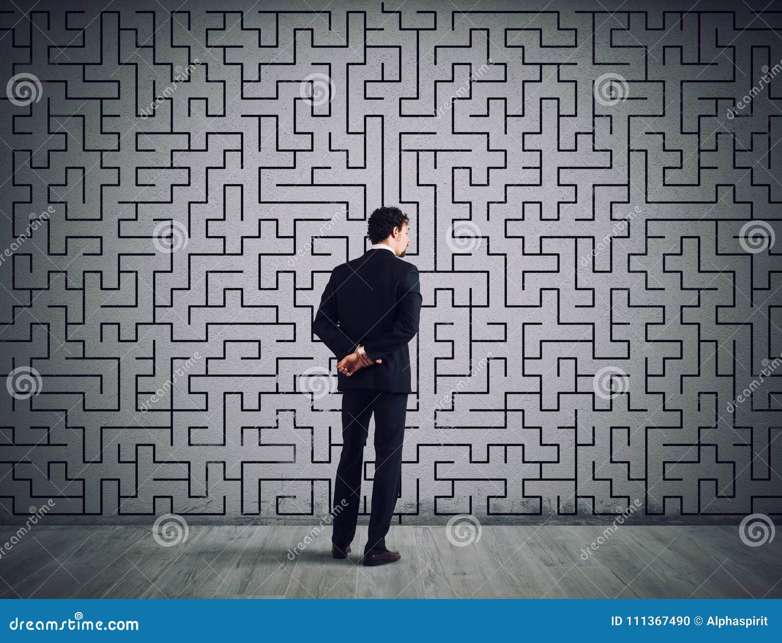 Businessman Draws the Solution of a Labyrinth. Concept of Problem ...